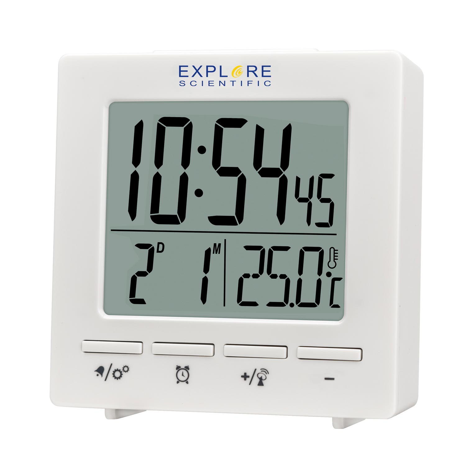 Explore Scientific RC Digital Clock with Indoor Temperature, white ...